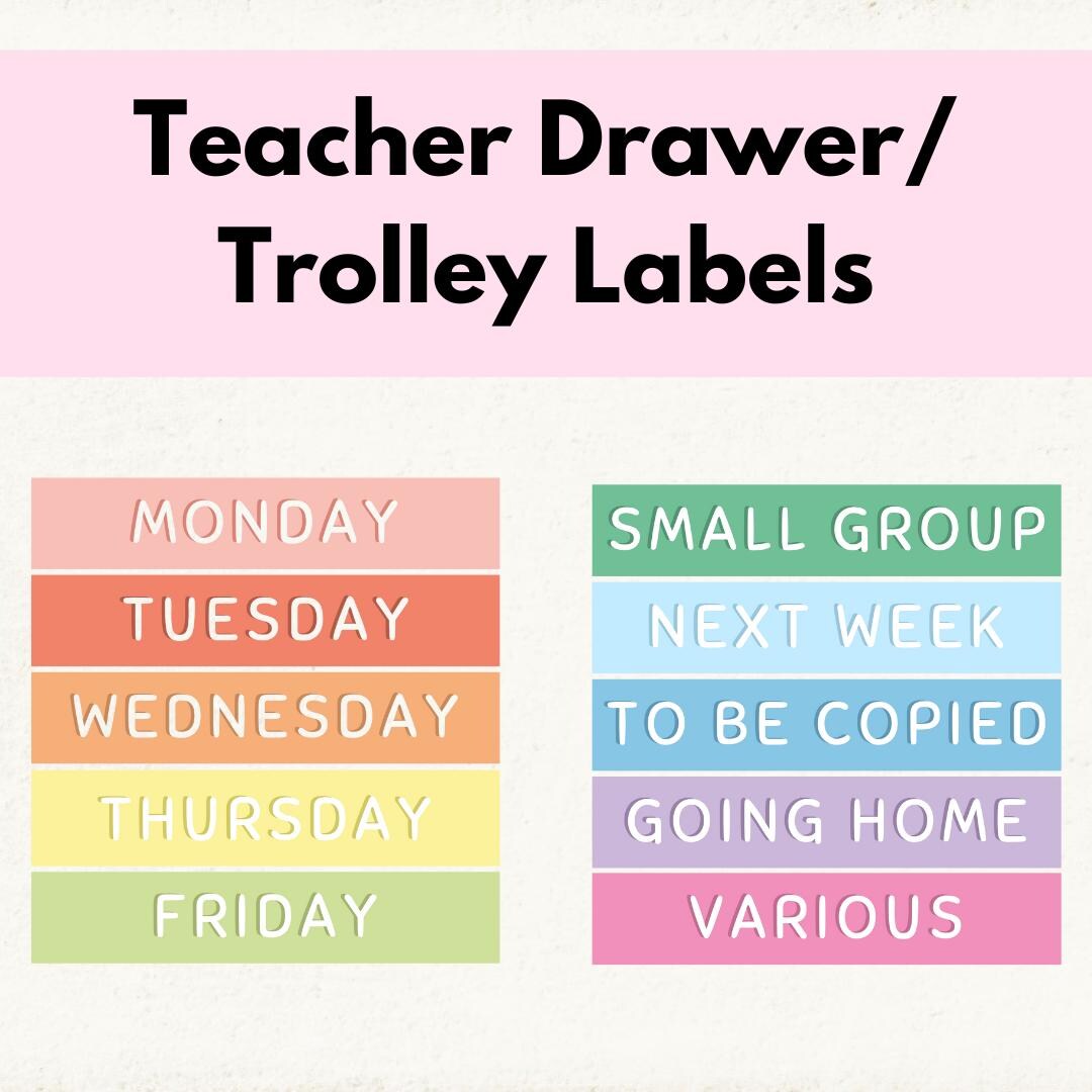 Editable Colorful Drawer Labels | Trolley Labels | Cart Labels - Etsy