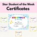 Editable Star Student of the Week Certificates - Etsy