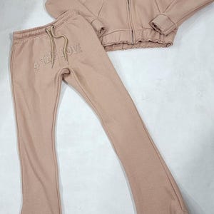 Ladies Crop Top Sweat Suit Set Jogger Casual Hoodie Trouser 2 Piece ...
