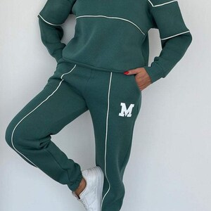 Women's Letter Print Tracksuit Set Cozy Streetwear Long Sleeve Casual ...