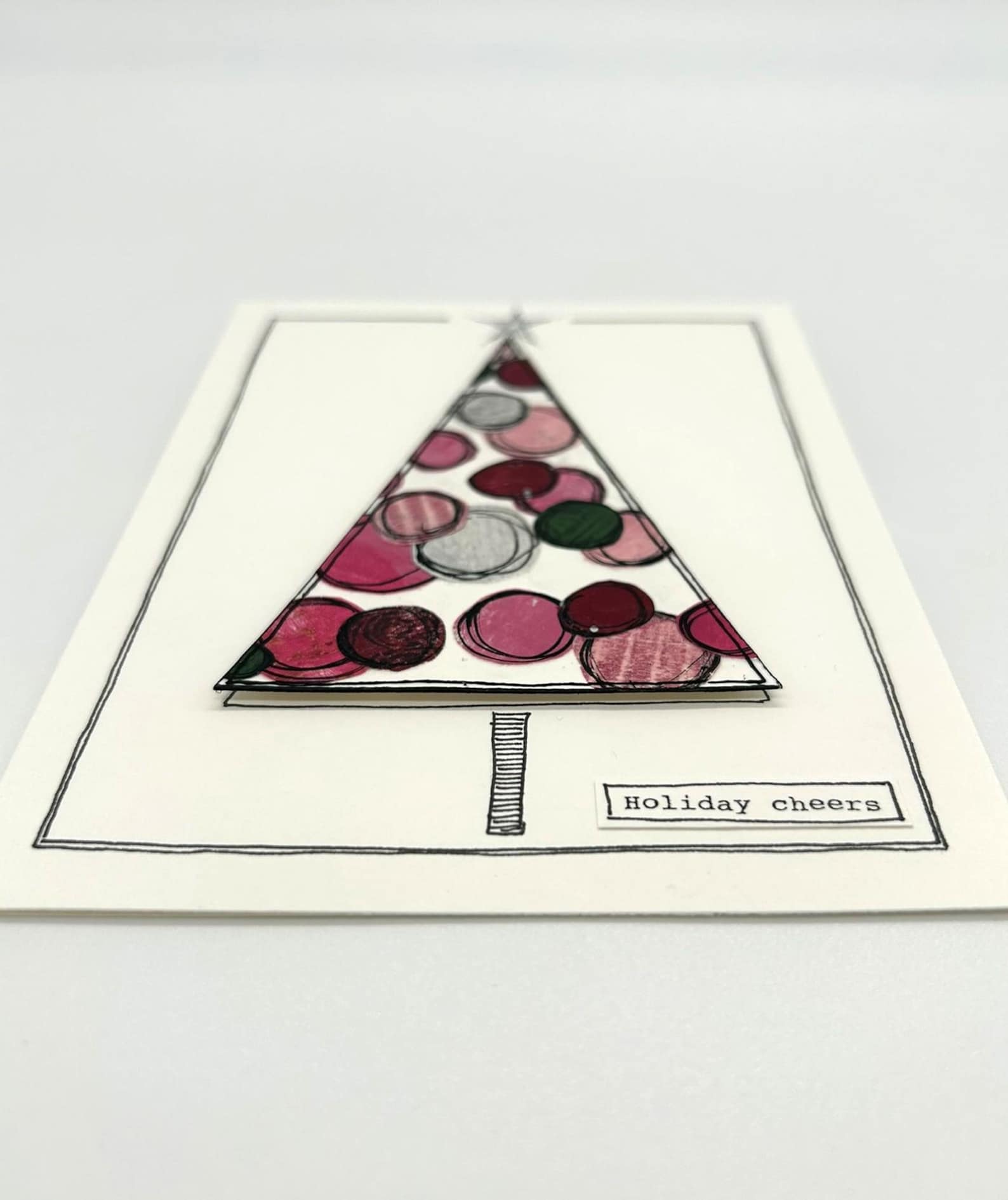 Set of 4 Handmade Holiday Notecards, Painted Paper Collage, Christmas ...