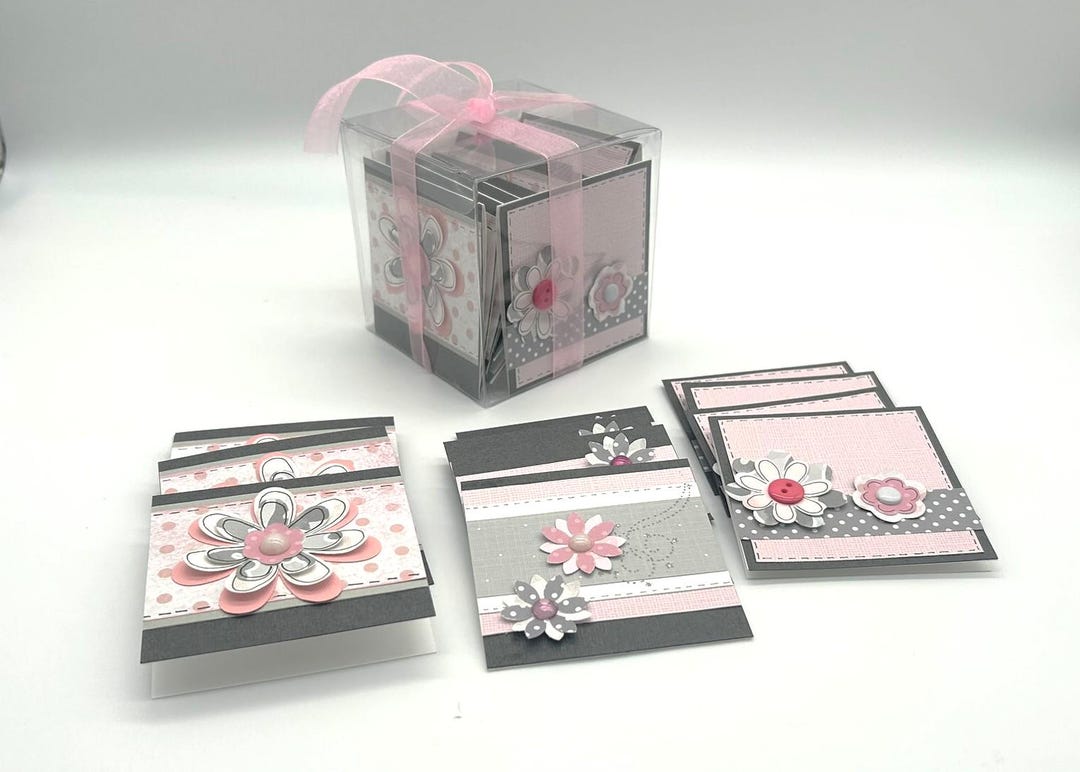 Handmade Pink Floral Small Note Cards or Gift Tag (3x3). Set of 12 (3 ...