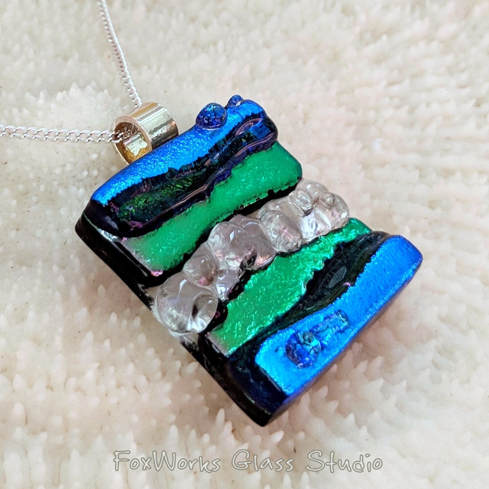 Dichroic Light Blue and Purple Fused Glass Texture Pendant - Etsy