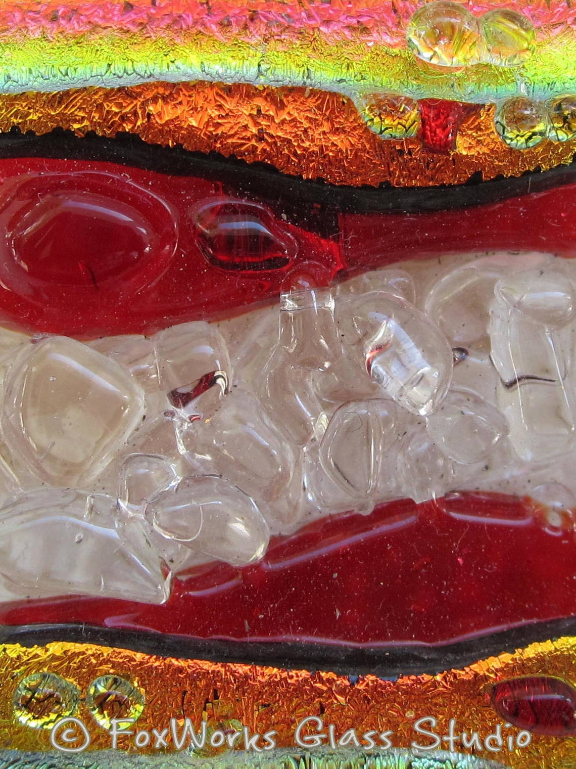 Golden Orange and Red Fused Glass Texture Pendant - Etsy