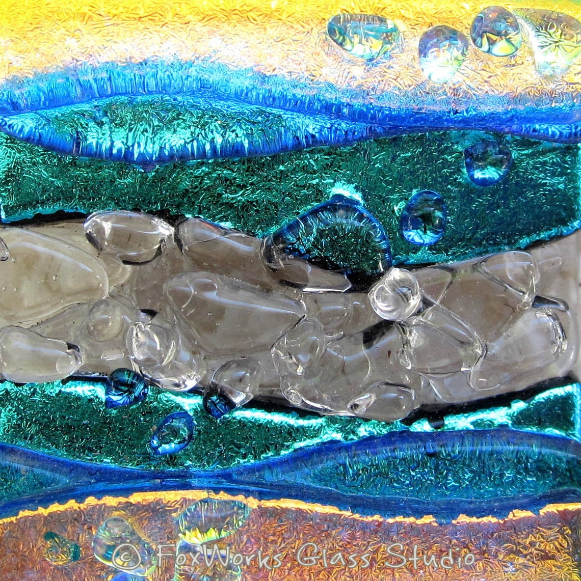 Dichroic Green and Gold Fused Glass Texture Pendant - Etsy