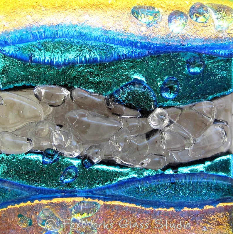 Dichroic Green and Gold Fused Glass Texture Pendant - Etsy