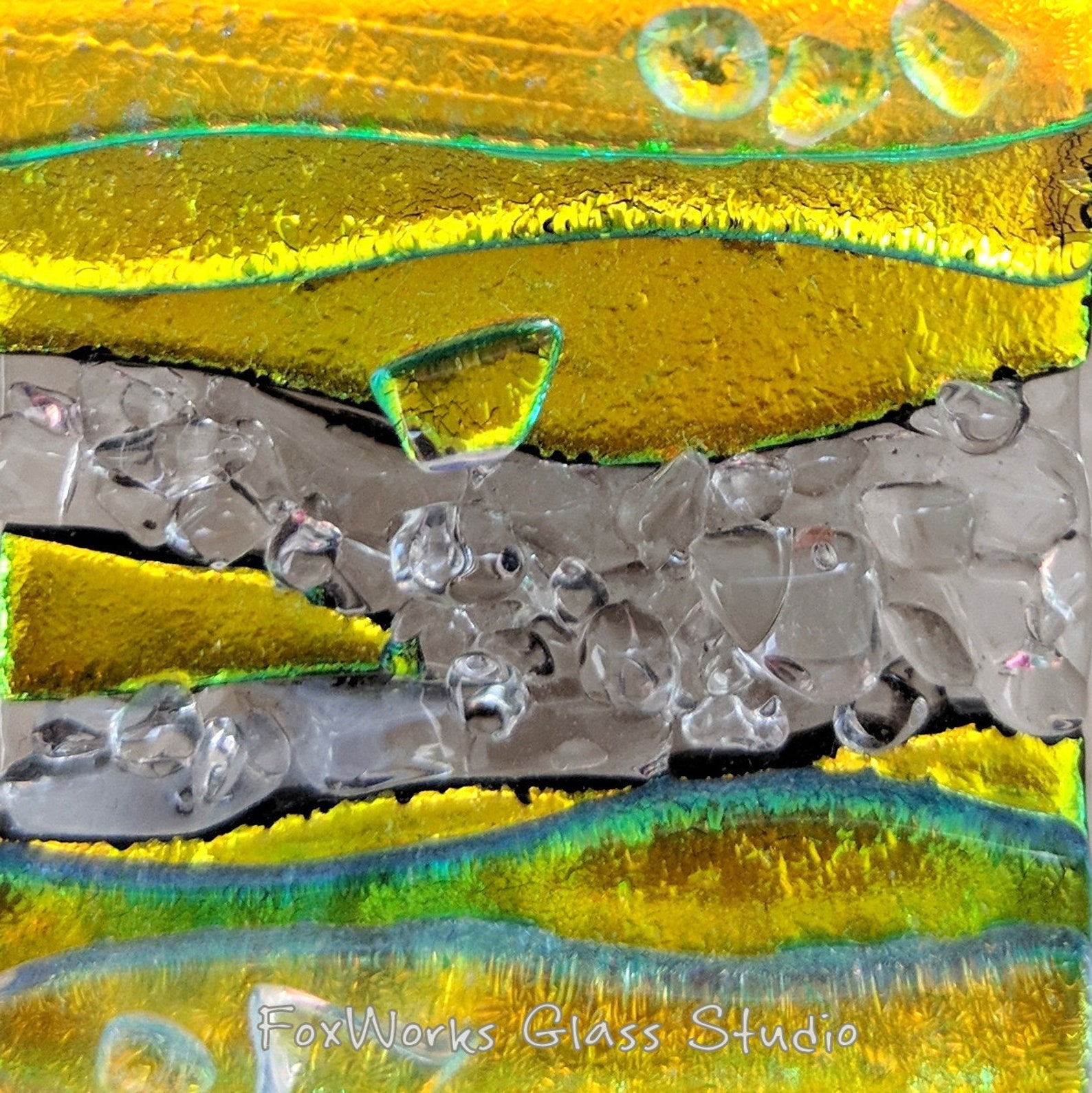 Dichroic Gold Fused Glass Texture Pendant - Etsy