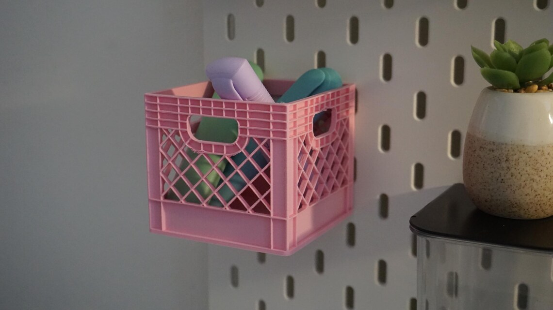 Skadis Milk Basket Crate Hanger, Ikea Skadis Accesory, Pegboard ...