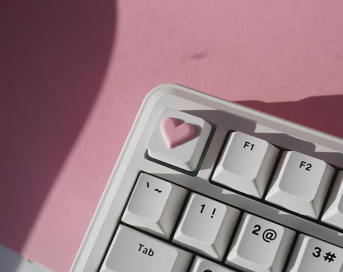 Cute Keycap With Pink Heart – Custom Keycap for Mechanical Keyboards ...