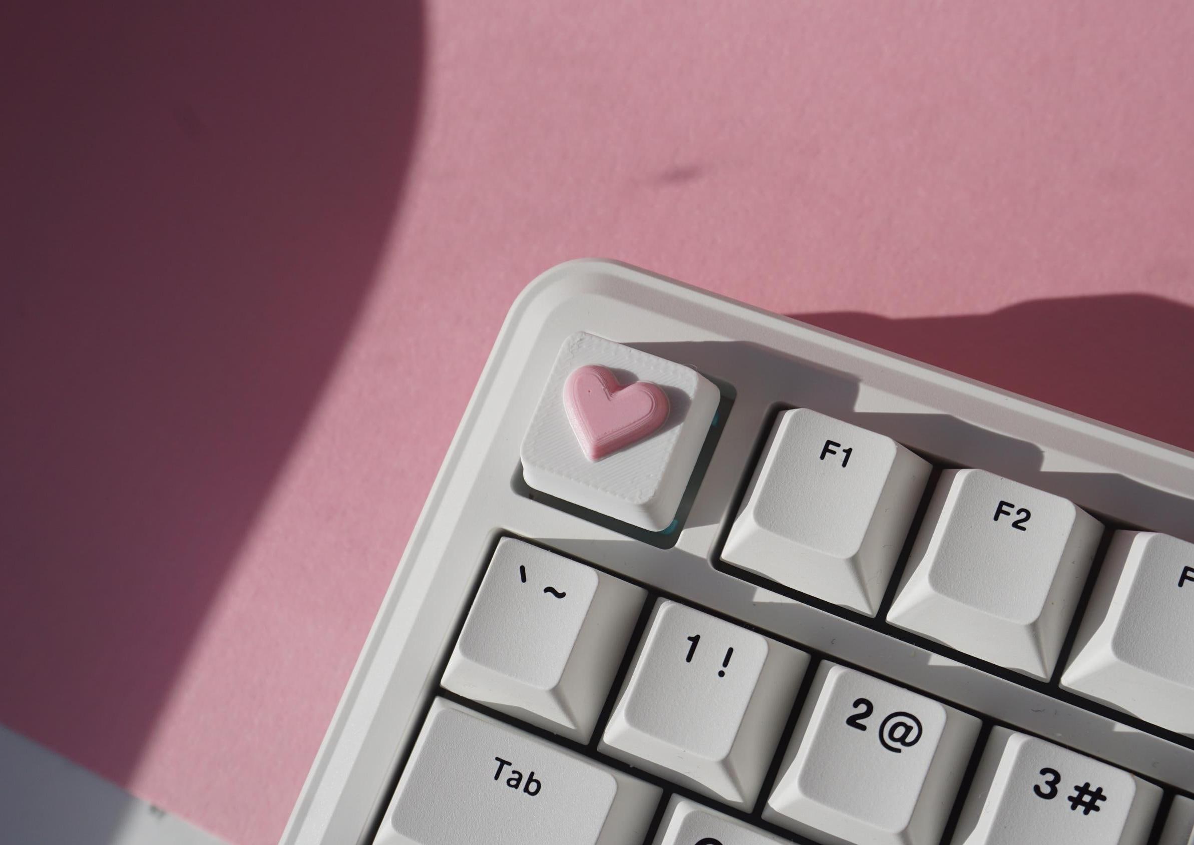 Cute Keycap With Pink Heart – Custom Keycap for Mechanical Keyboards ...