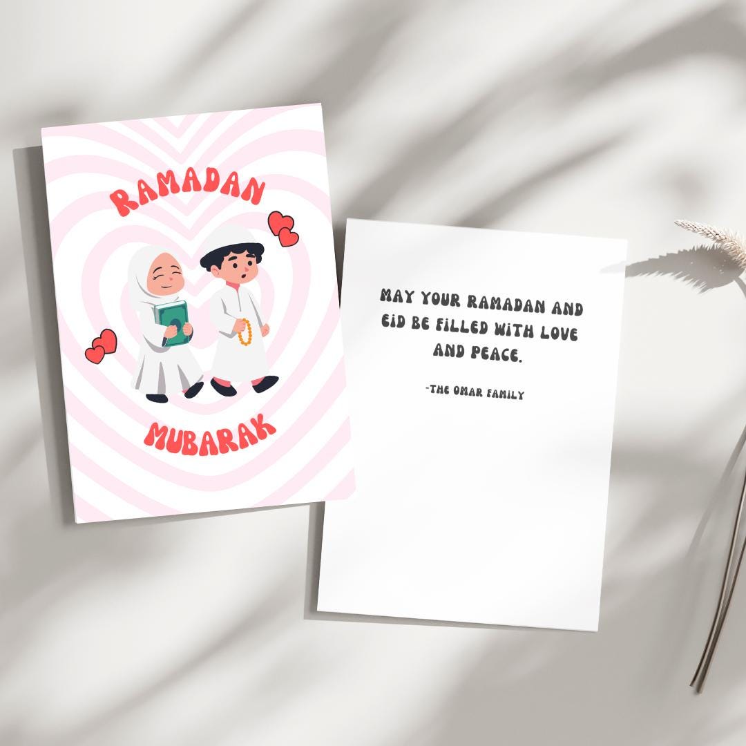 Personalized, Retro Ramadan Eid Personalized Greeting Cards - Islamic ...