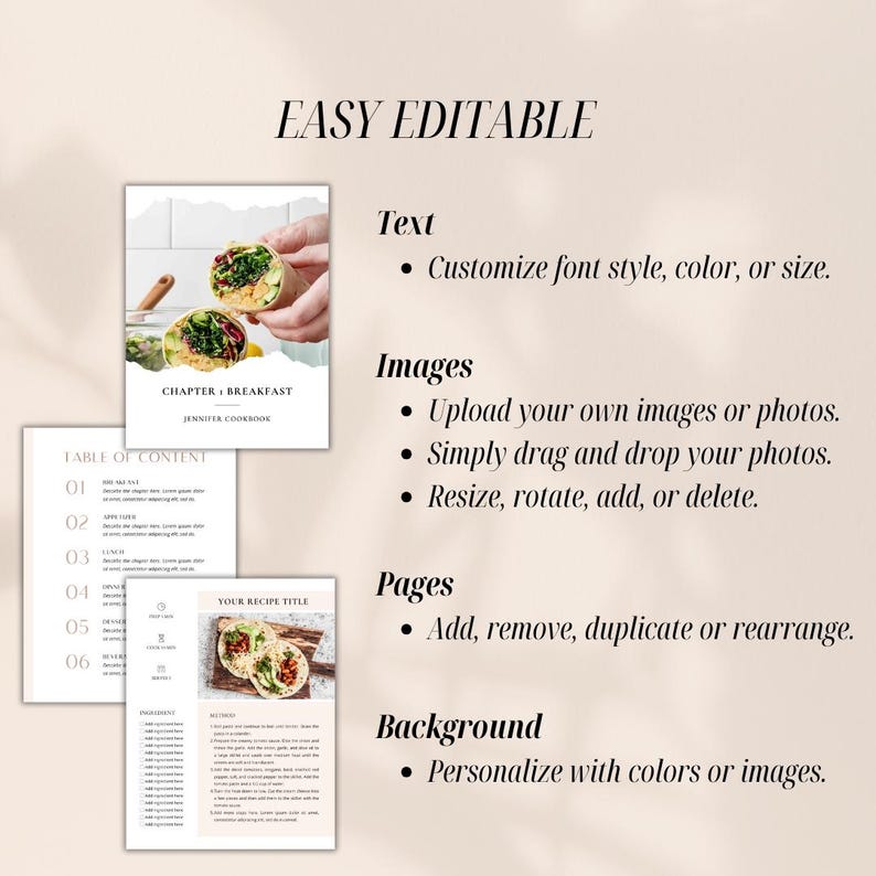 Cookbook Recipe Template, Editable Canva Family Cookbook Template ...