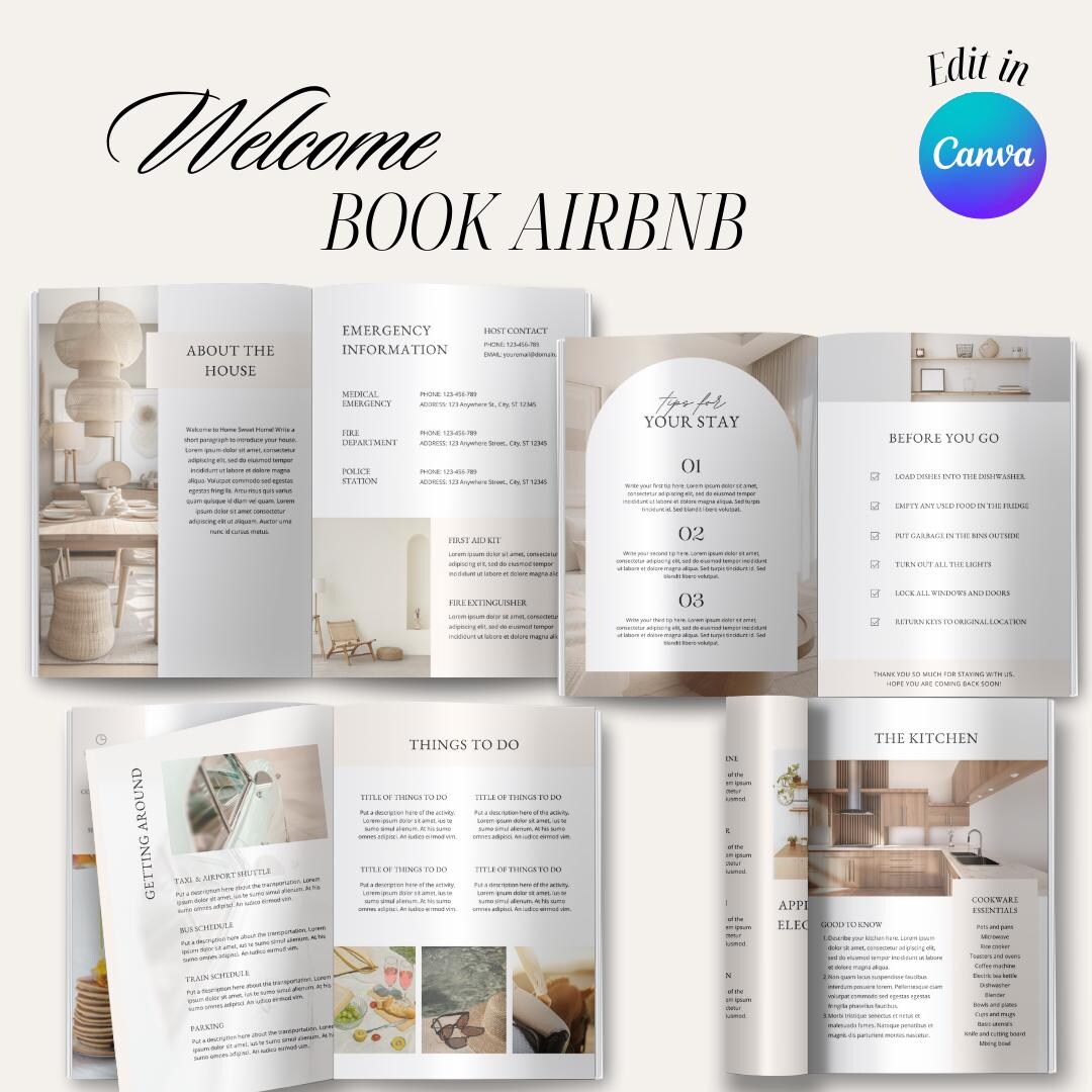 Airbnb Welcome Book Template, Guest Welcome Guide, Host Binder ...