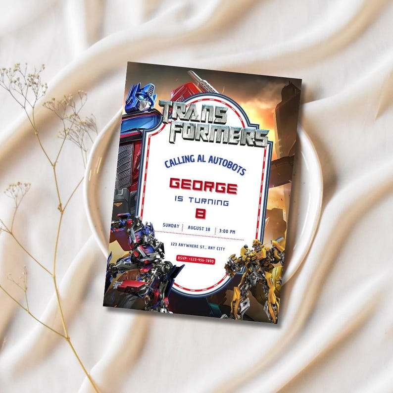 Transformers Birthday Party Invitation Template Editable Rescue Bots ...