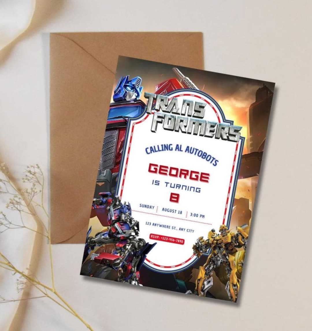 Transformers Birthday Party Invitation Template Editable Rescue Bots ...
