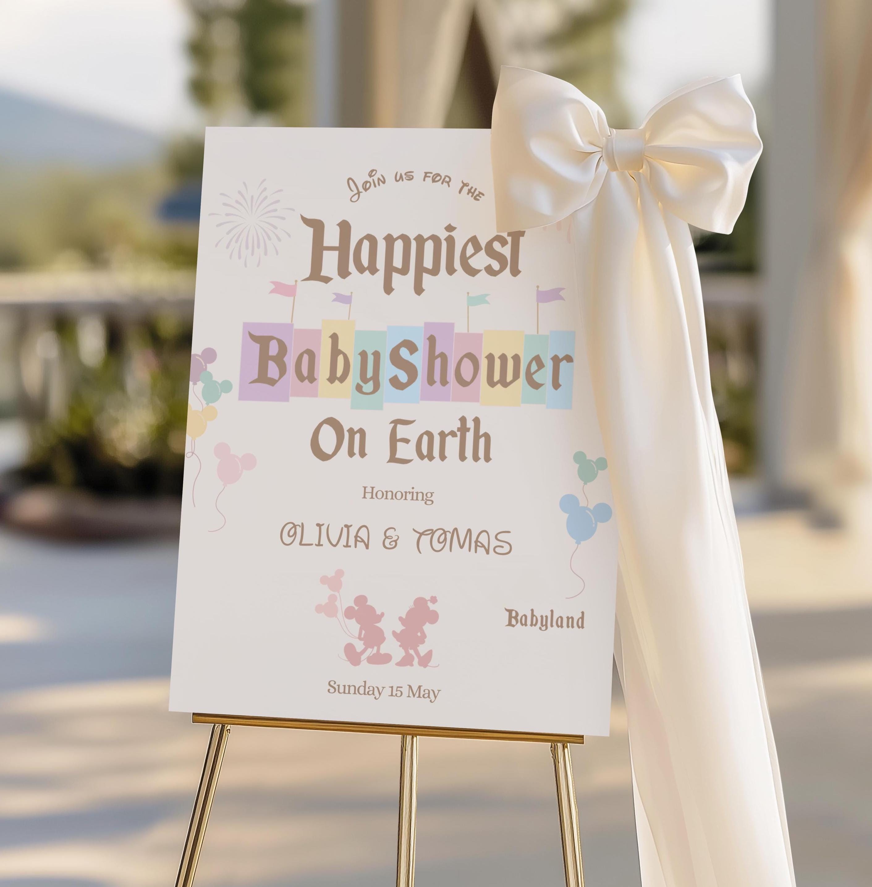 Editable Baby Shower Disneyland Sign, Happiest Baby Shower on Earth ...