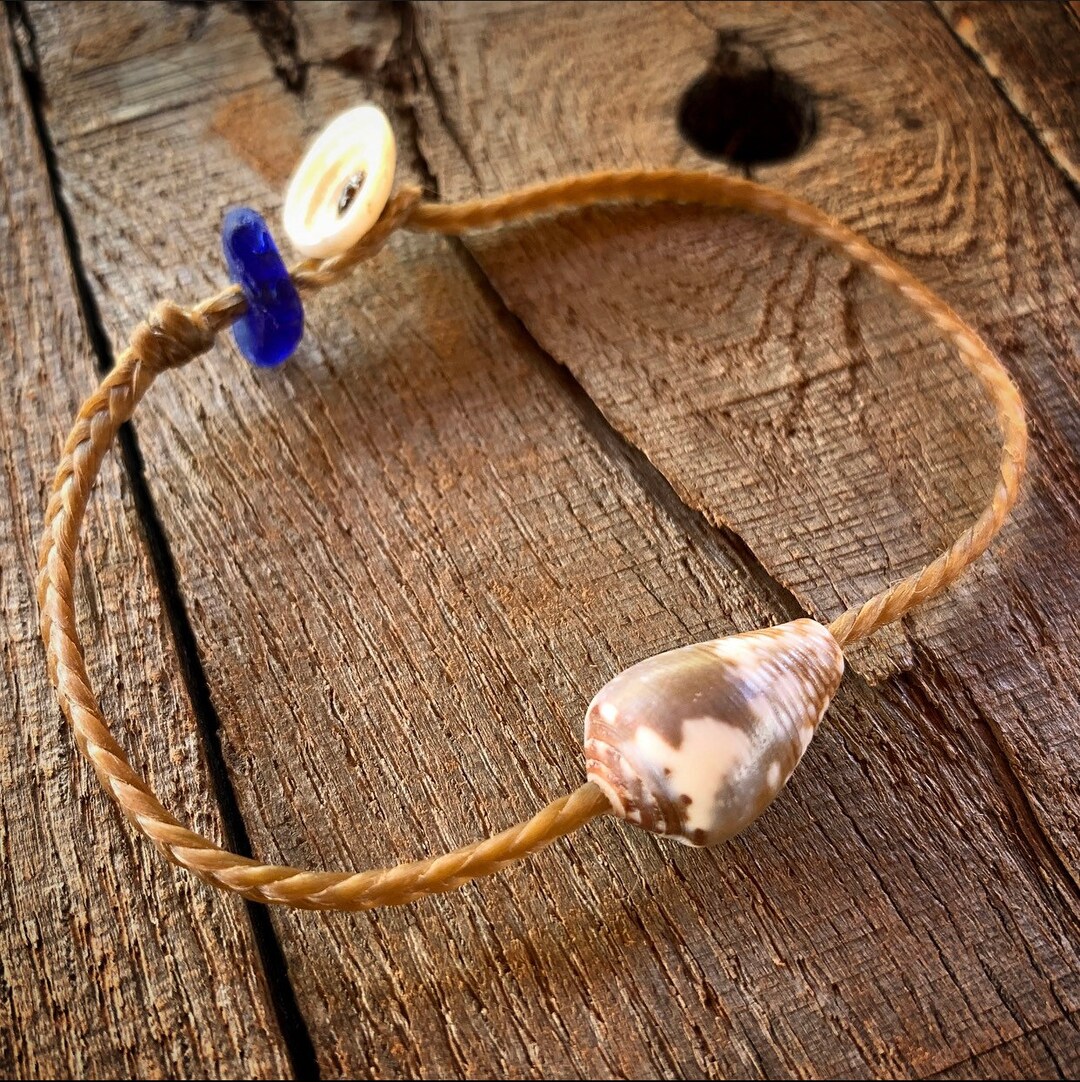 Hawaiian Cat Cone Shell Bracelet With Seaglass Clasp - Etsy