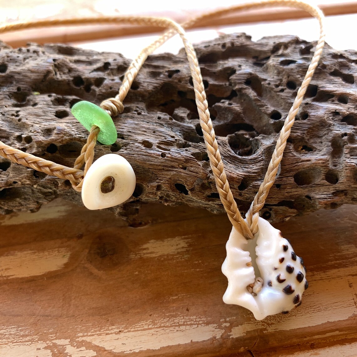 Hawaiian Spotted Drupe Shell Necklace With Locking Seaglass - Etsy
