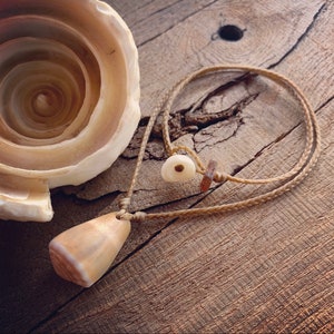 Hawaiian Cone Shell Necklace on Hand Braided Sinew With Locking ...