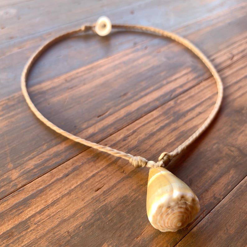 Golden Hawaiian Cone Shell Necklace on Hand Braided Sinew - Etsy