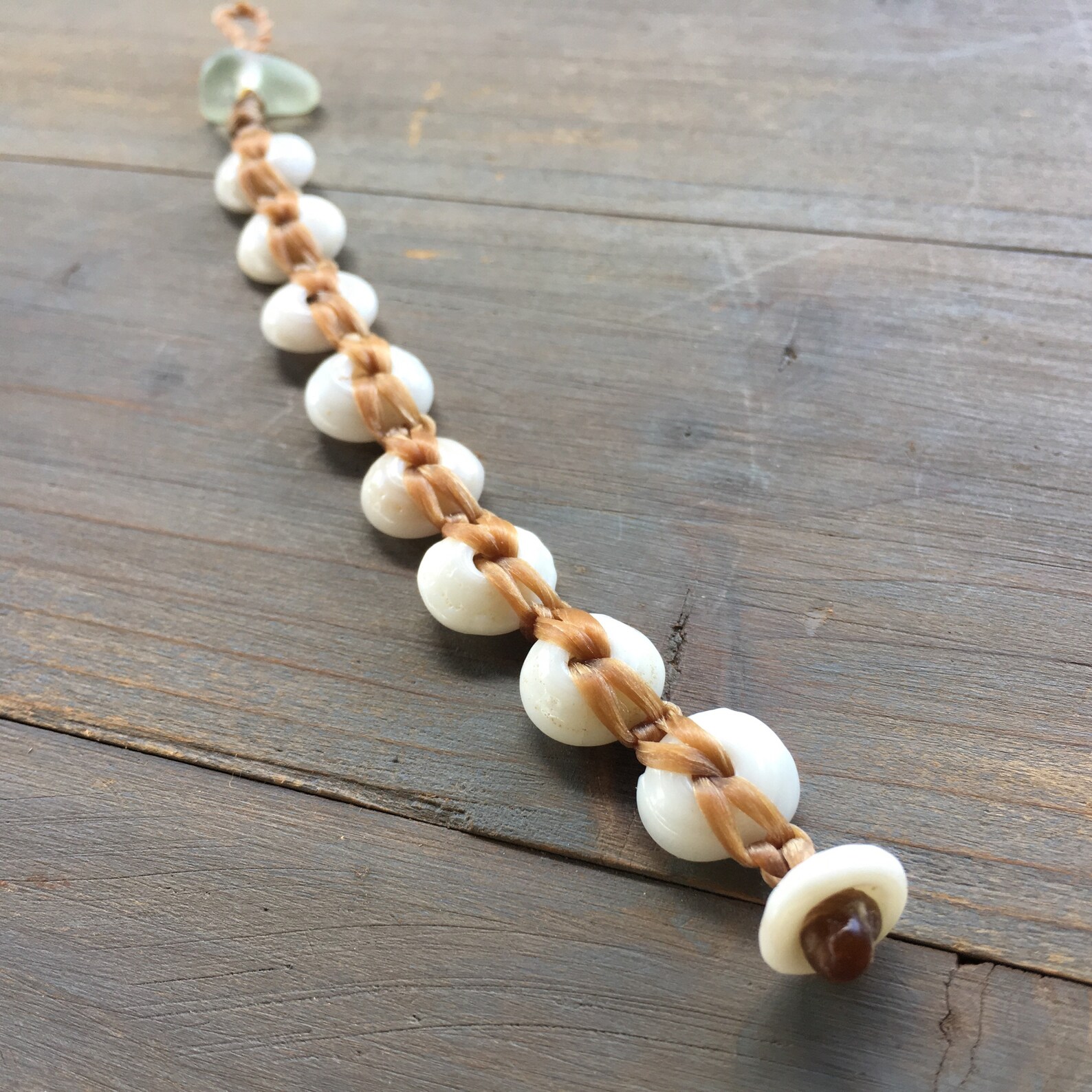 Comfortable Keiki child Puka Shell Bracelet With Seaglass | Etsy