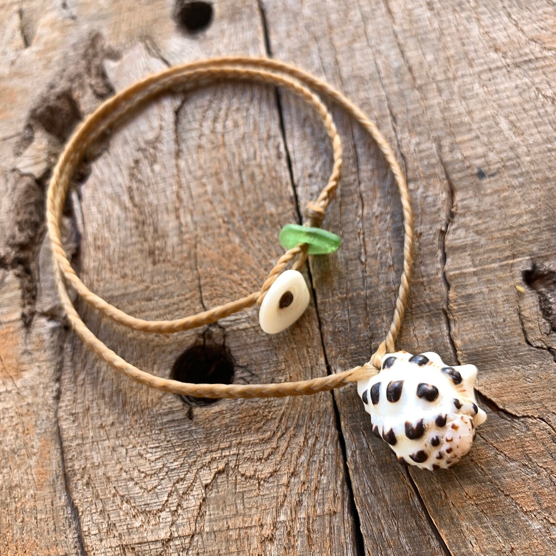 Hawaiian Spotted Drupe Shell Necklace With Locking Seaglass | Etsy