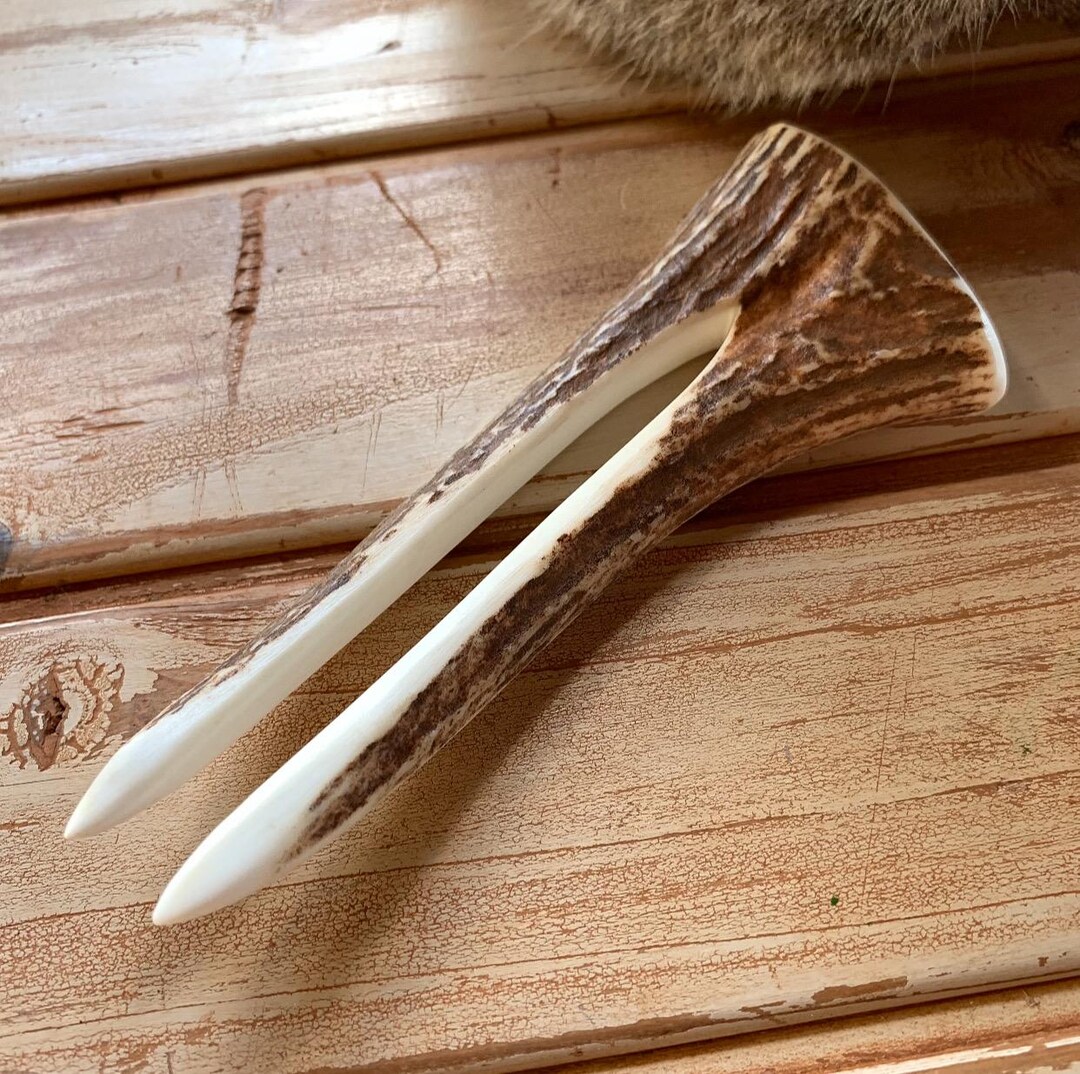 Axis Deer Antler Double Hair Pick 5 Inch - Etsy