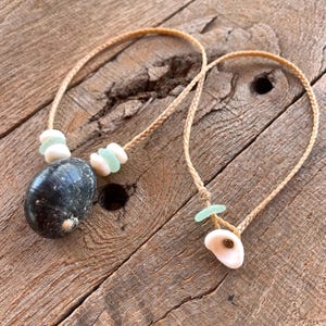 Black Kupee Shell With Puka and Sea Glass Necklace - Etsy
