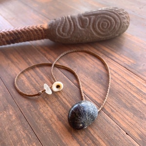 Hawaiian Black Kupee Shell Necklace on Hand Braided Sinew With Locking ...