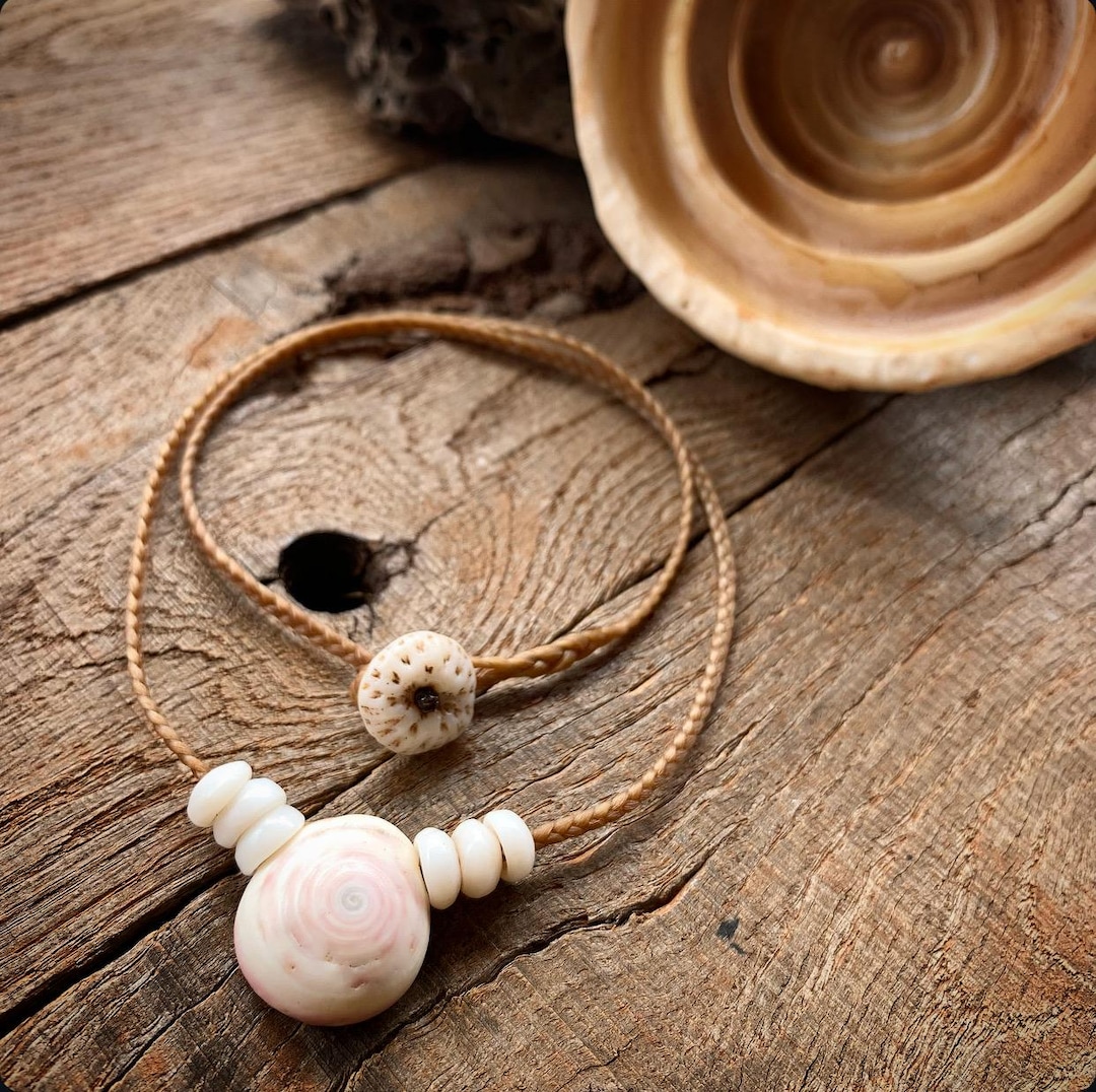 Pink Spotted Spiral Puka Shell Necklace With Baby Pukas - Etsy