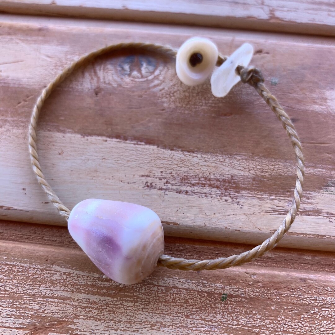 Hawaiian Purple Cone Shell Bracelet on Hand Braided Sinew, Your Size - Etsy