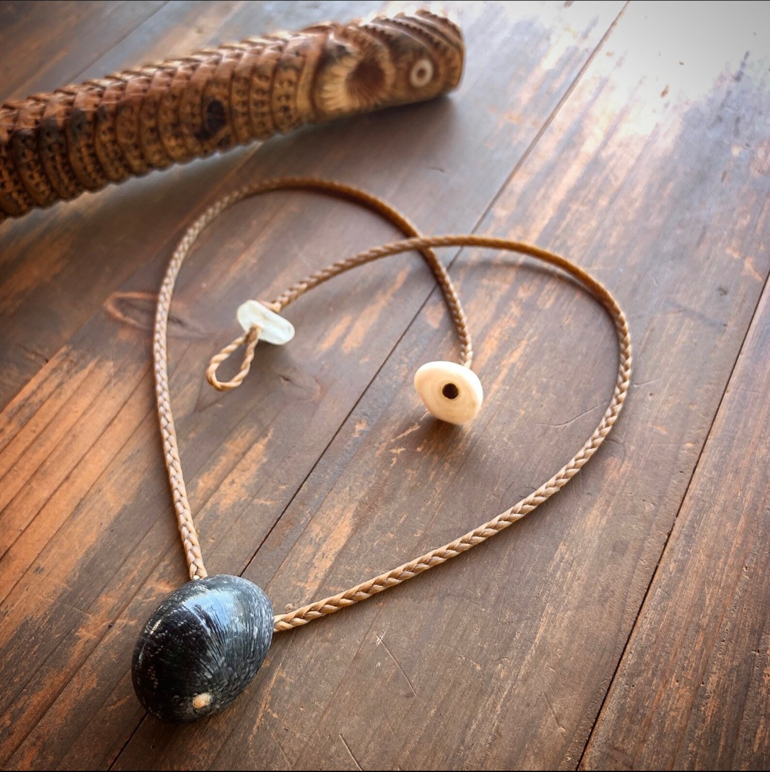 Hawaiian Black Kupee Shell Necklace on Hand Braided Sinew - Etsy