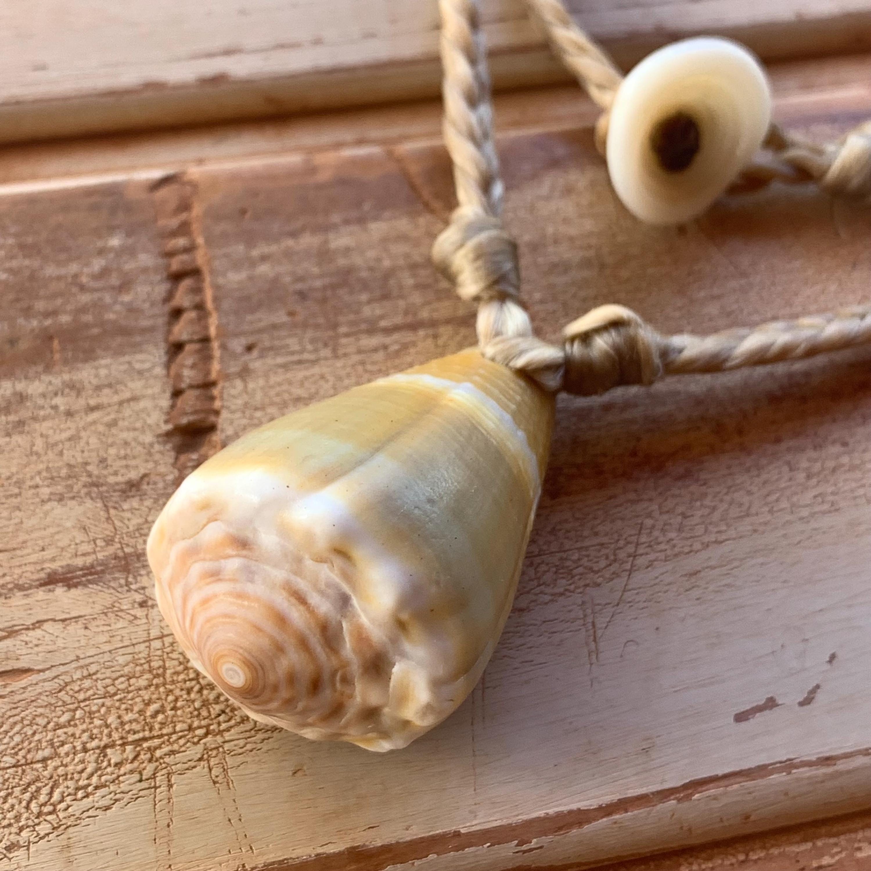 Golden Hawaiian Cone Shell Necklace on Hand Braided Sinew - Etsy