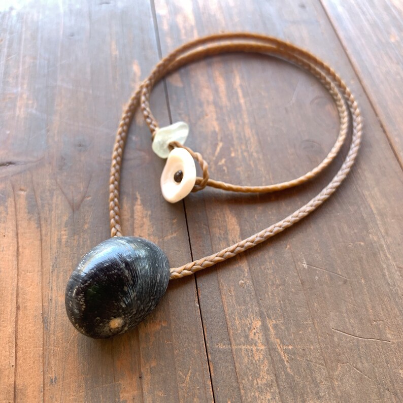 Hawaiian Black Kupee Shell Necklace on Hand Braided Sinew - Etsy