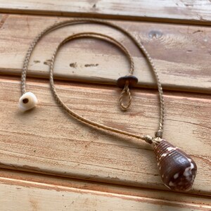 Hawaiian Cat Cone Shell Necklace on Hand Braided Sinew With Locking ...