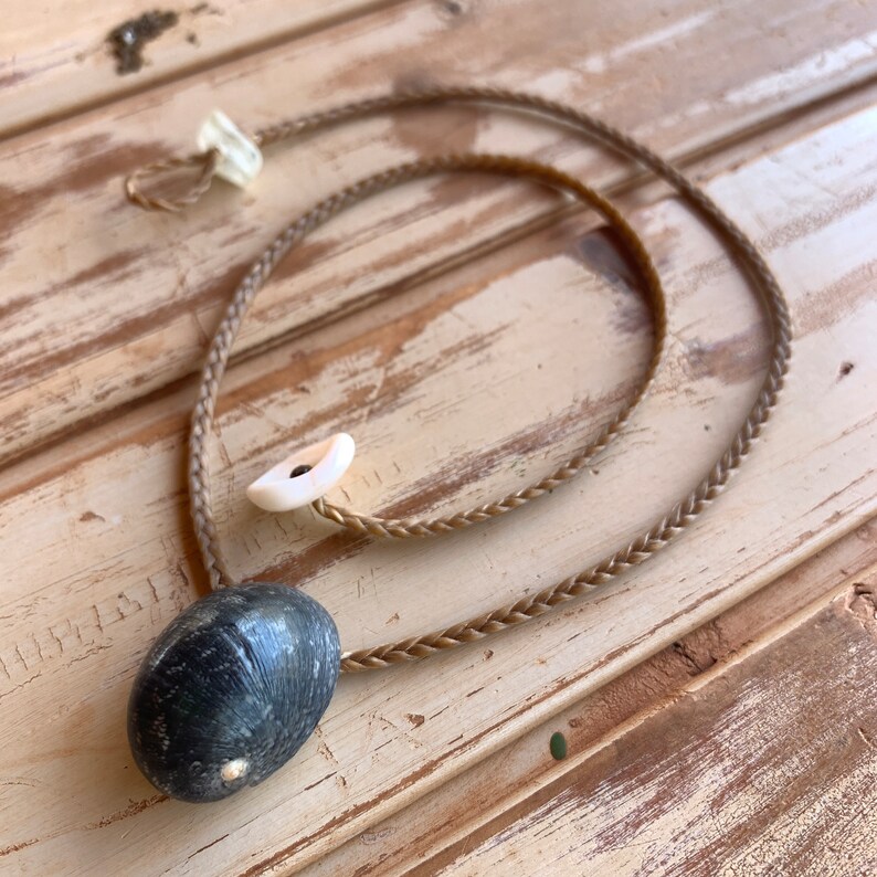 Hawaiian Black Kupee Shell Necklace on Hand Braided Sinew - Etsy