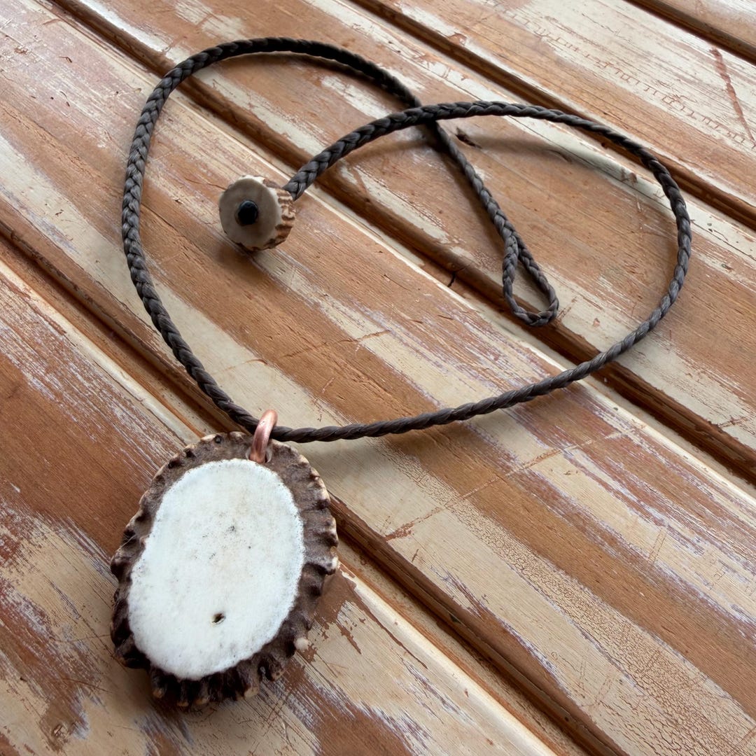 Axis Deer Antler Shed Crown Necklace on Hand Braided Sinew - Etsy