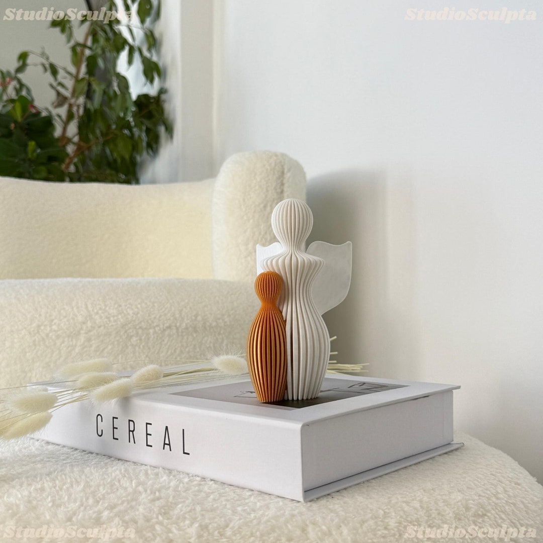 Minimalist Angel & Child Statue 3D Printed Abstract Sculpture Decor ...