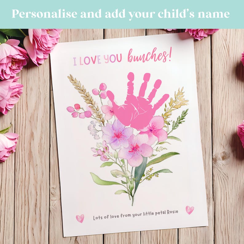 I Love You Bunches PRINTABLE Mother’s Day Handprint Keepsake, Pink ...