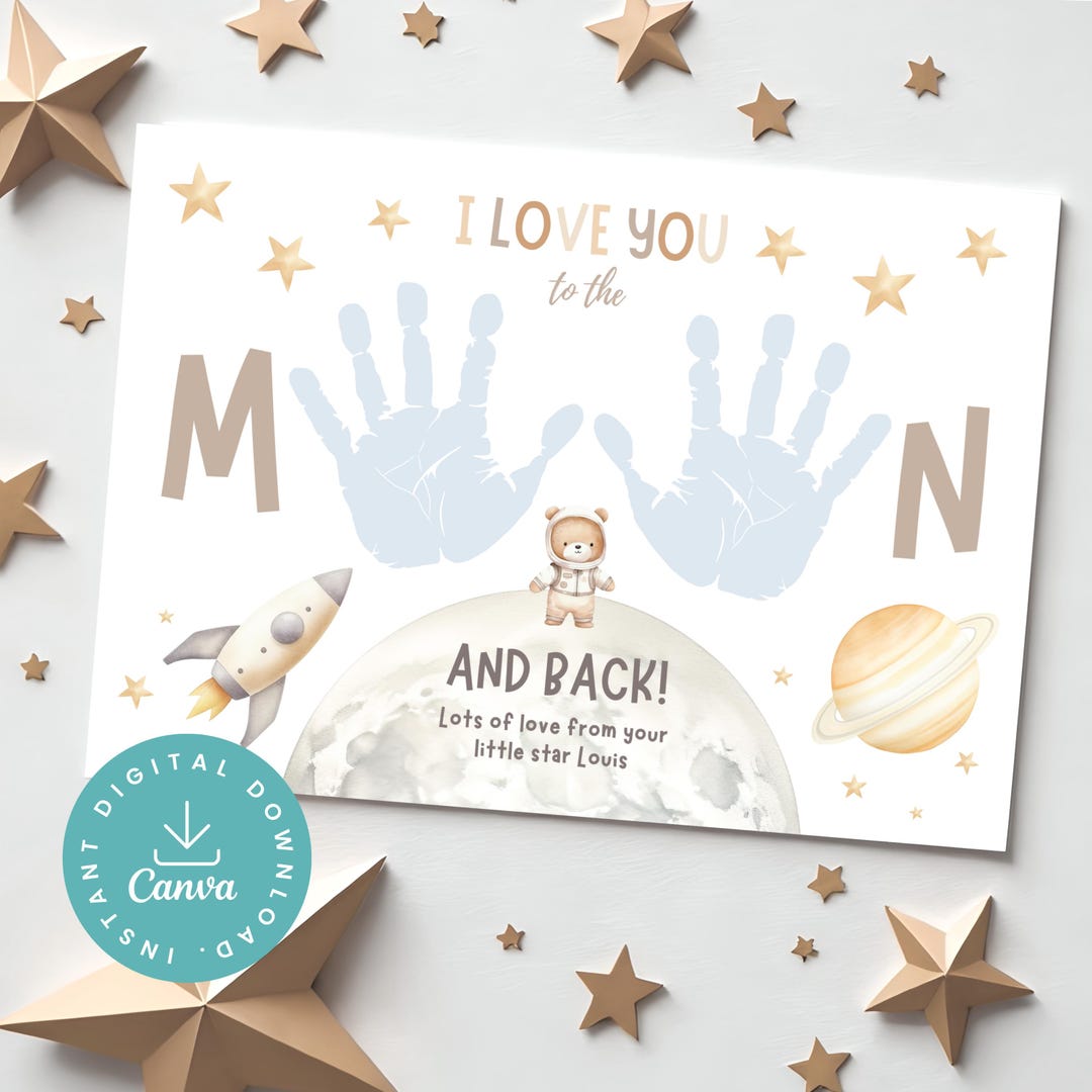 Love You to the Moon and Back Handprint Keepsake Printable, Space ...