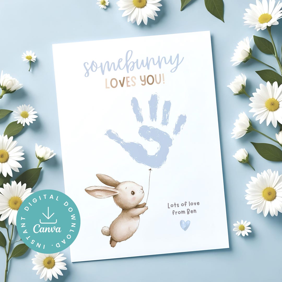 Somebunny Loves You PRINTABLE Mother’s Day Art, Handprint Keepsake ...