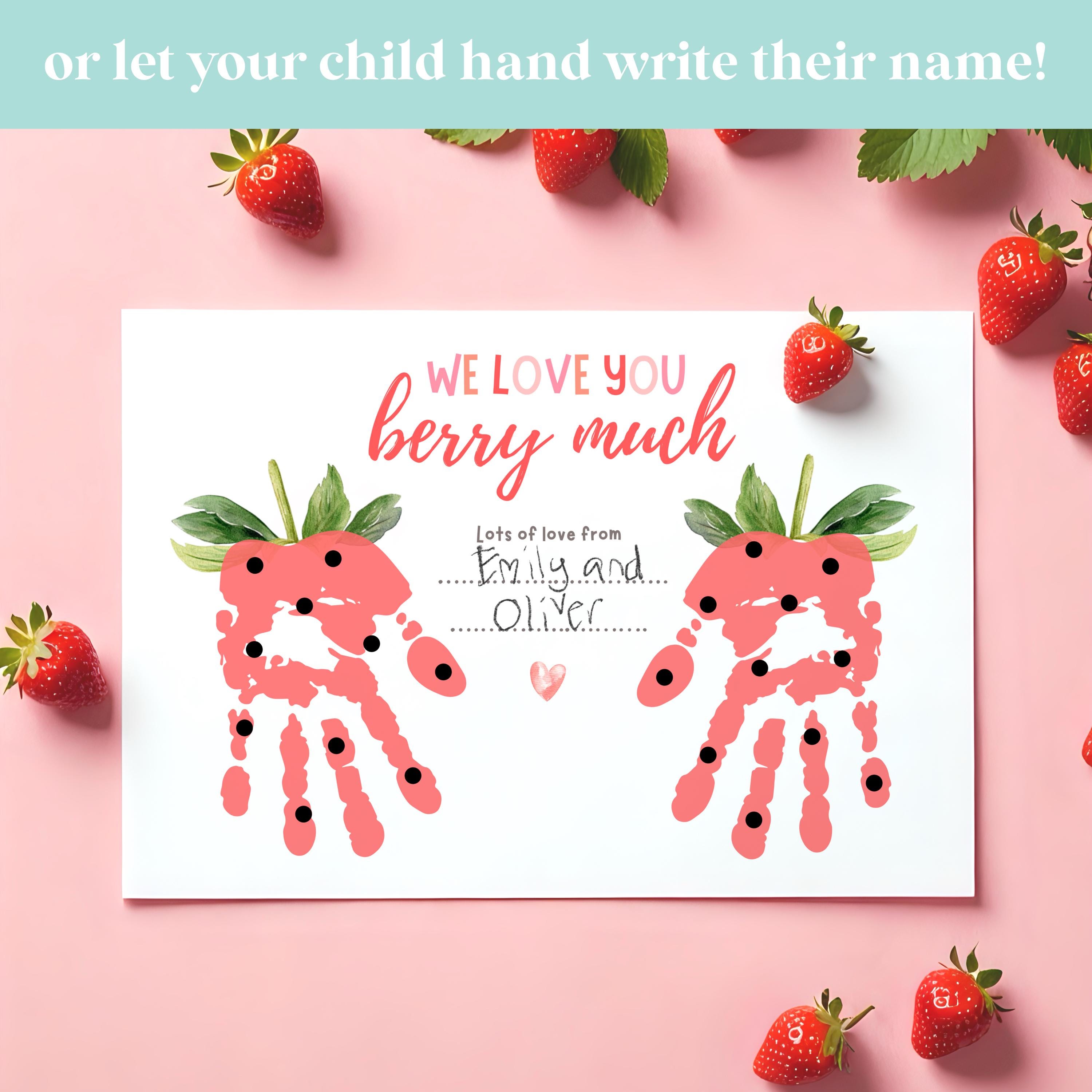We Love You Berry Much PRINTABLE Mother’s Day Art, Handprint Keepsake ...