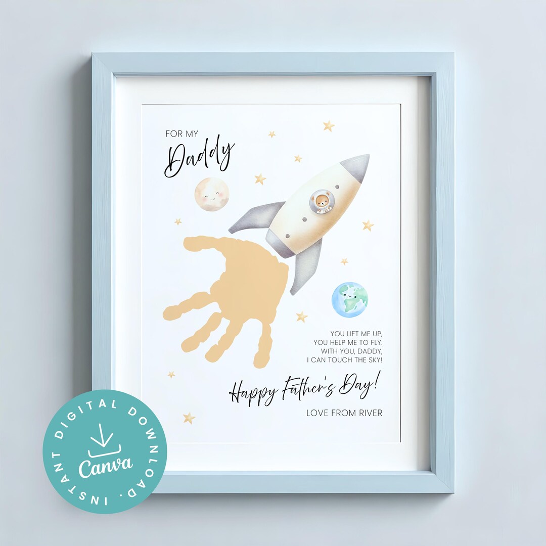 Father’s Day Poem PRINTABLE Space Rocket Handprint Art, EDITABLE ...