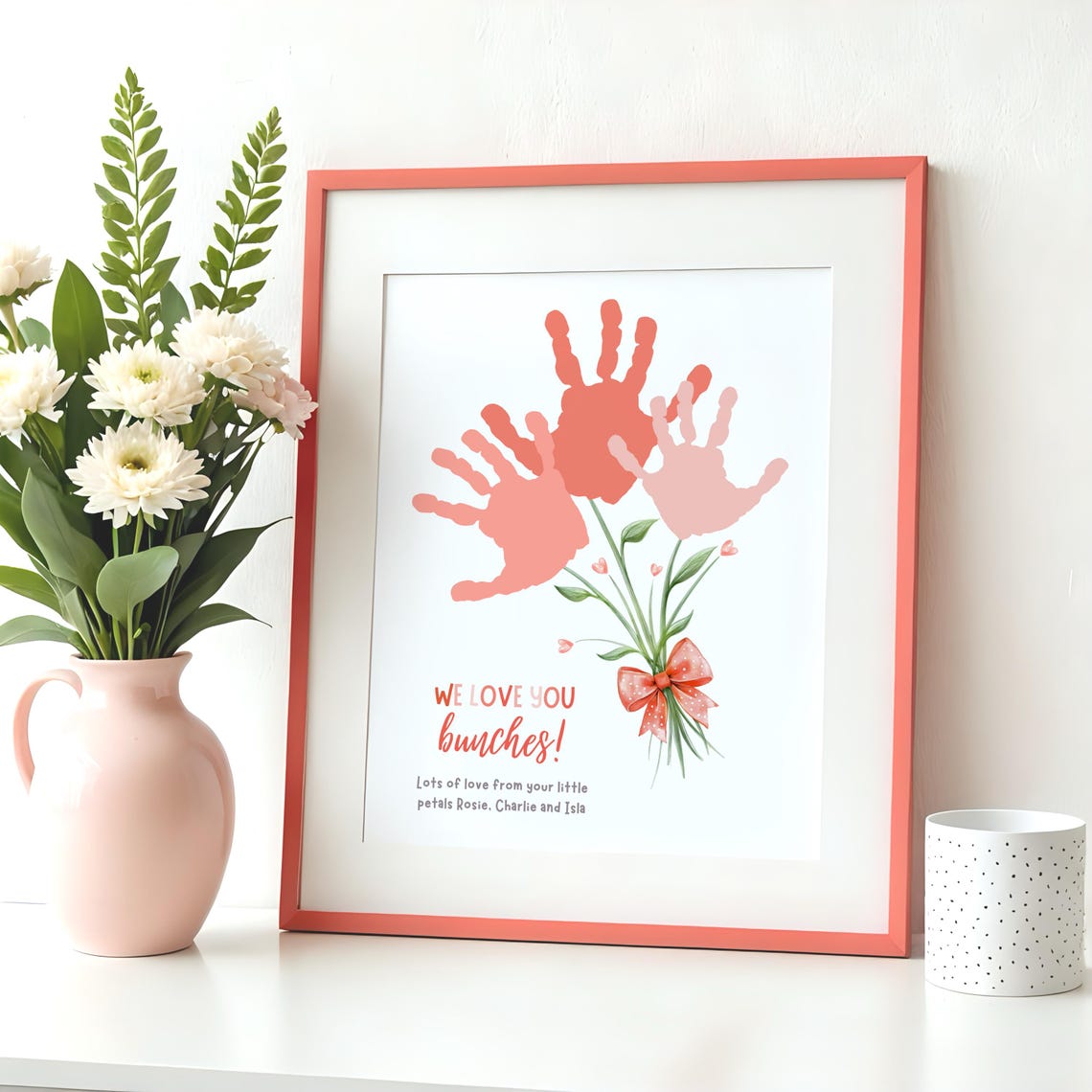 We Love You Bunches PRINTABLE Mother’s Day Art, Handprint Keepsake, Red ...