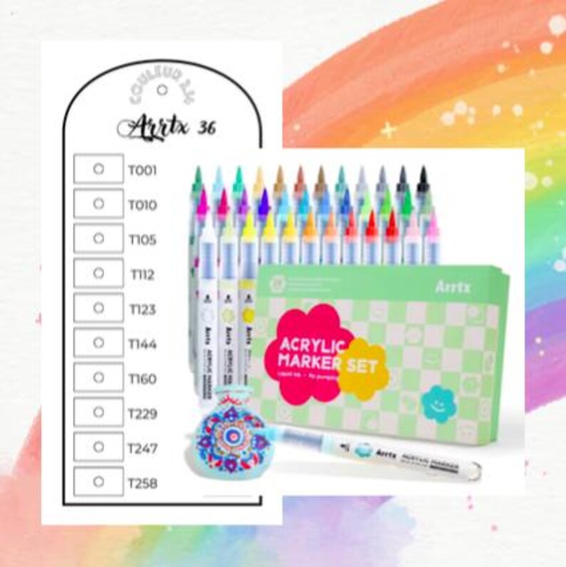 ARRTX 36 Acrylic Marker Color Chart for Mystery Coloring (blank Digital ...