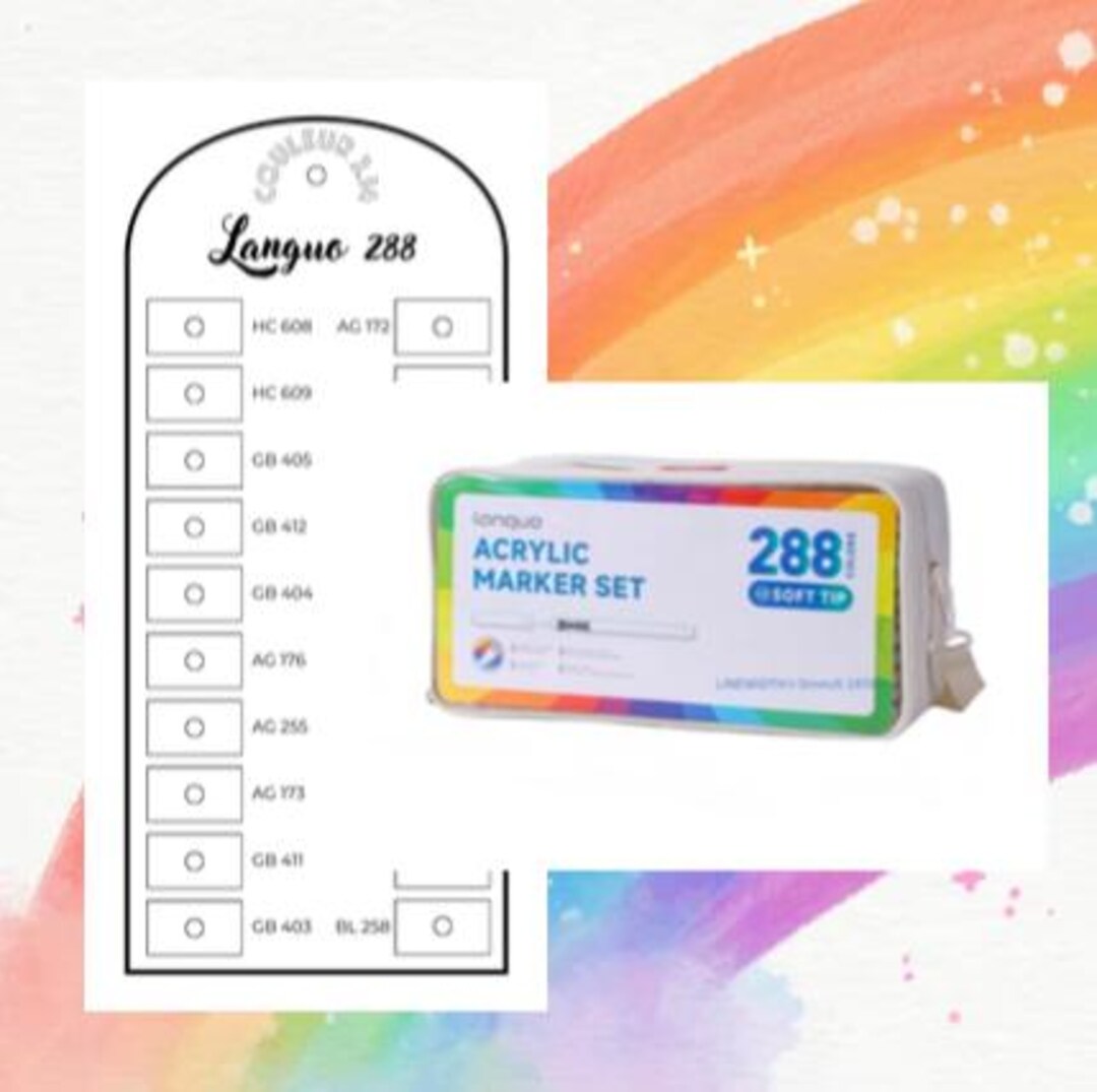 LANGUO 288 Acrylic Marker Color Charts for Mystery Coloring BY COLORS ...