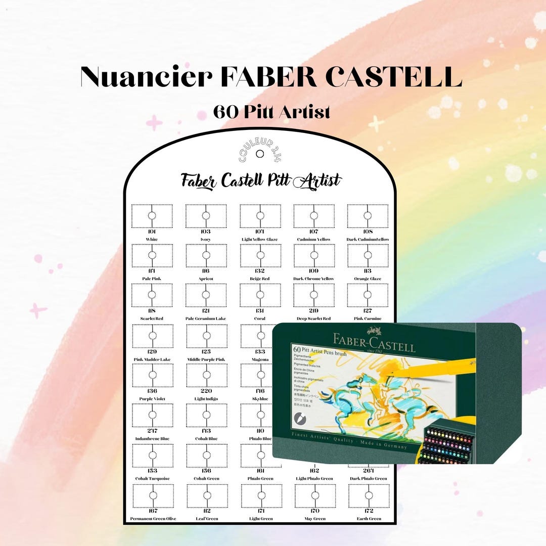Faber-castell Pitt 60 Marker Swatches for Printable Mystery Coloring ...