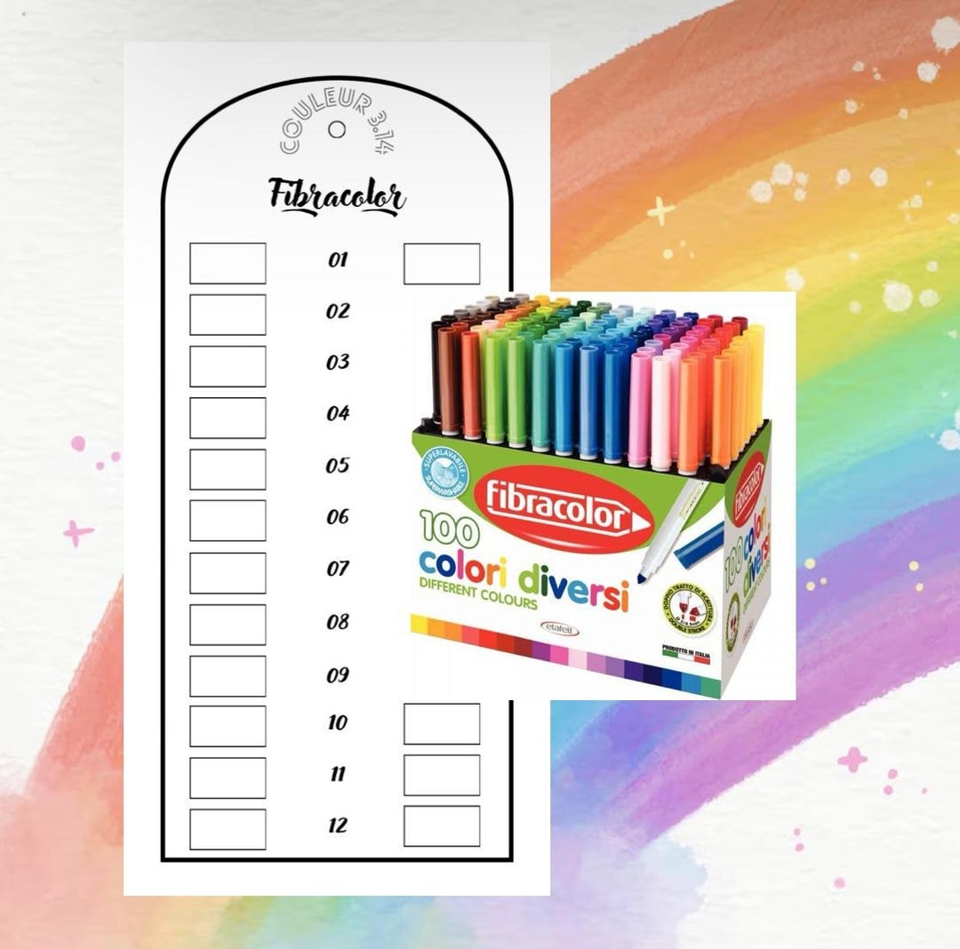 Fibracolor Felt Pens Color Chart for Mystery Coloring blank Digital ...