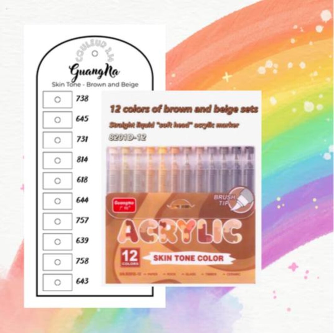 GUANGNA SKIN Acrylic Marker Color Chart for Mystery Coloring (blank ...