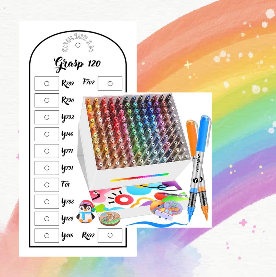 Grasp 120 Acrylic Marker Color Chart for Mystery Coloring (blank ...